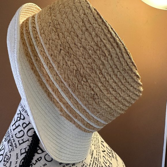 Talbots | Accessories | Talbots Womens Beige Tan White Fedora Style ...